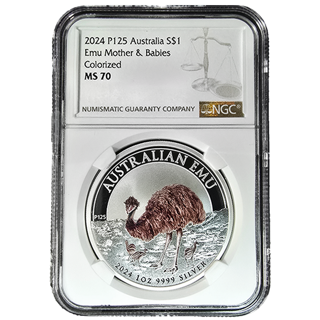 2024 Australia Emu Mother & Babies Colorized MS70 Silver Coin ...